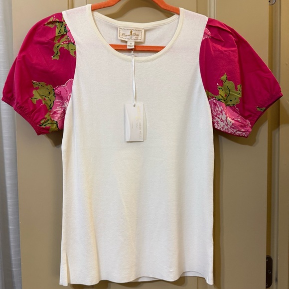 Flora Bea Nyc | Tops | Flora Bea Floral Sleeve Womens Top Cream And ...